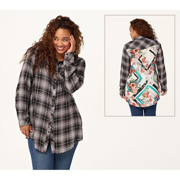 Tolani | Tops | Tolani Collection Petite Plaid Tunic Print Back Womens ...